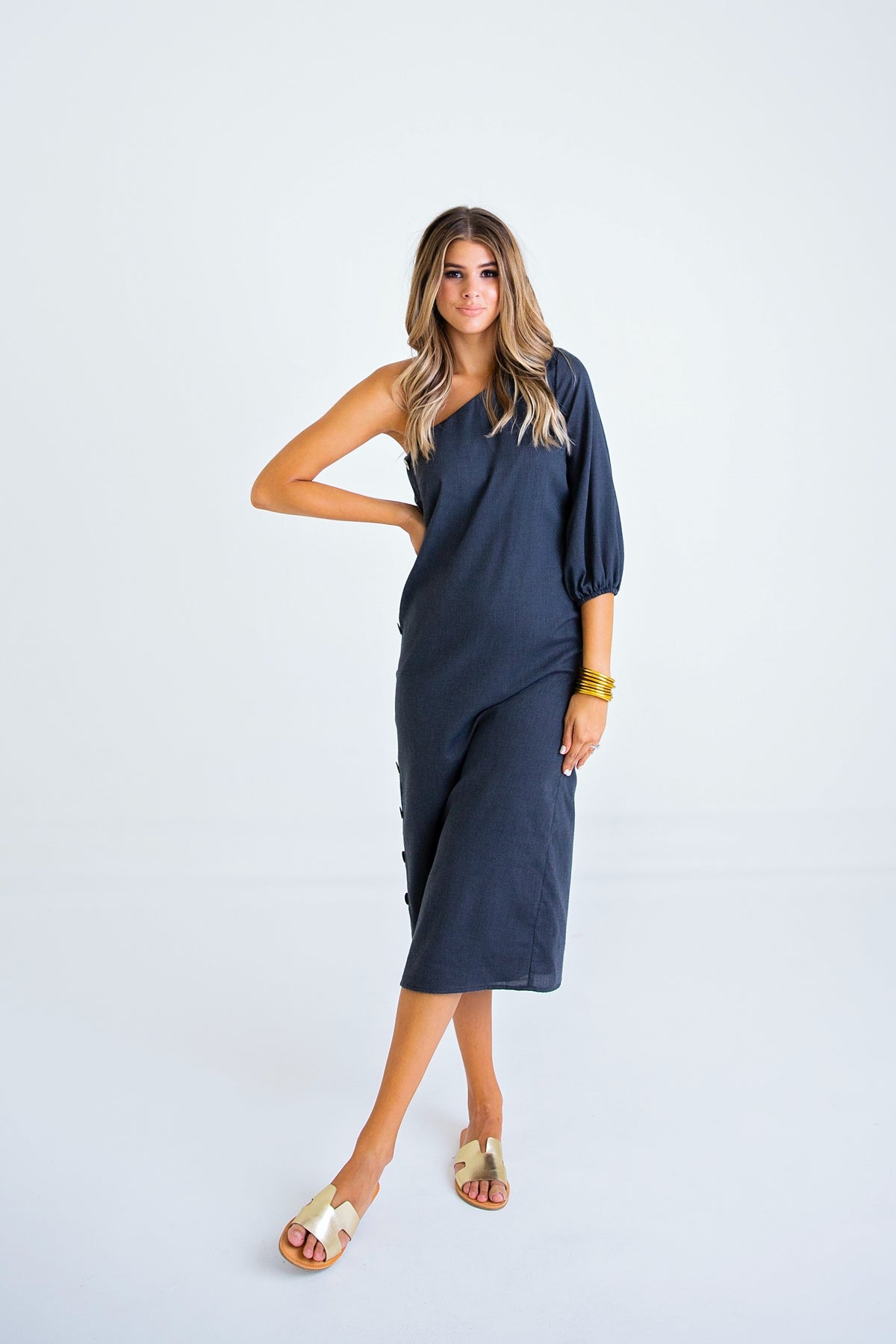 Sophie One Shoulder Midi | Hen Scratch & Co.